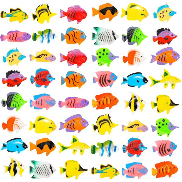 商品名:  PROLOSO 48 Pcs Toy Fish Tropical Fish Figure Play Set Plastic Sea Animals Themed Party Favors for Kids Toddlers Ba...