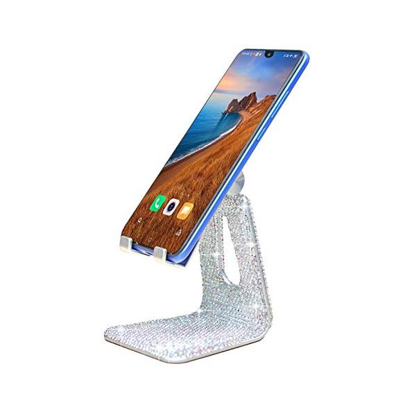 商品名: CARCHILE SZ キラキラ光る ラインストーン クリスタル 調節可能 携帯電話スタンド デスク用 電話ホルダー 卓上ホルダースタンド iPhone iPad Samsung Smart対応 (シルバー) CARCHILE S...