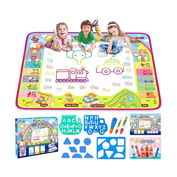 商品名: 子供用お絵かき落書きマット 水絵マット 幼児 水絵描き 塗り絵 落書きおもちゃ ボード お絵かきマット マジックペン 教育玩具 2 3 4 5 6 7歳 女の子 男の子 年齢 誕生日プレゼント Kids Drawing Doodl...