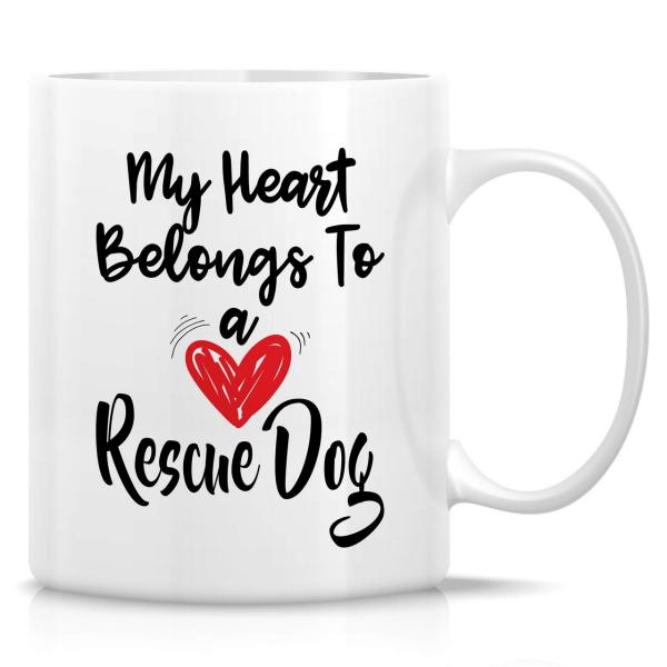 商品名: Retreez おもしろマグカップ - Heart Belongs To Rescue Dog Adopted Dogs Lover 11オンス セラミックコーヒーマグ - 面白い 皮肉 モチベーショナル インスピレーションを与え...