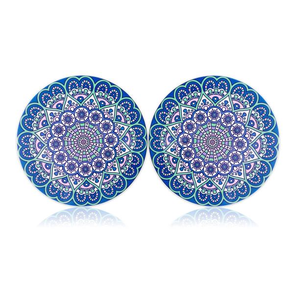 商品名: セラミックストーン五徳 鍋やフライパン用 耐熱マット 美しいひまわり模様 傷防止コルクベース 友人へのギフトに ラウンド7.8インチ2個セット Ceramic Trivet for Hot Pots and Pans, Large...