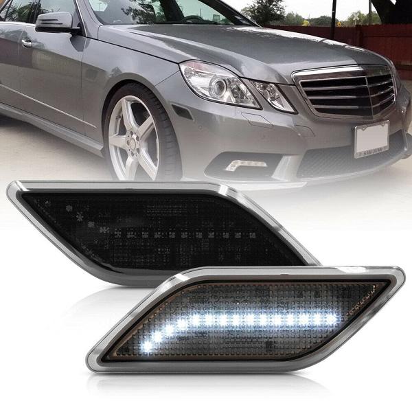 商品名: NSLUMO キセノン ホワイト LED サイドマーカーライト 2010-13 Mer'cedes Benz W212 Pre-LCI Eクラス フロントフェンダーマーカーランプ スモークレンズ OEM サイドマーカー 交換用 N...