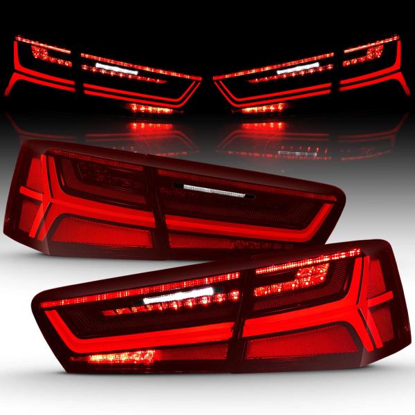 商品名: AmeriLite 2012-2015 Audi A6 / S6 [フルLED] シーケンシャルウィンカールビーレッドテールライトアセンブリセット - 助手席と運転席側 AmeriLite for 2012-2015 Audi A...