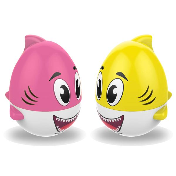 商品名:  Kidzlane Shark Bath Toy for Babies and Toddlers | 2-Pack Pink and Yellow Bath Toy with Sound Effect | Weeble Wobbl...