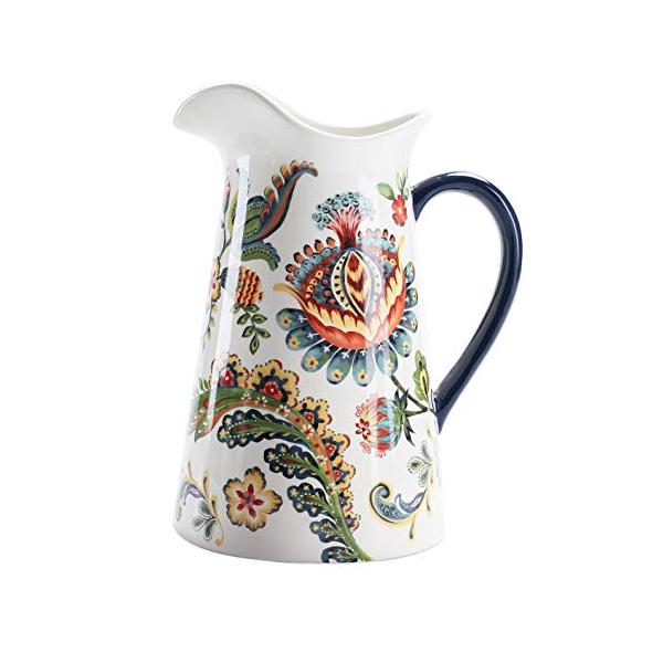 商品名: Bico Protea Cynaroides Ceramic 2.5 Quart Pitcher with Handle, Decorative Vase for Flower Arrangements, Dishwasher S...