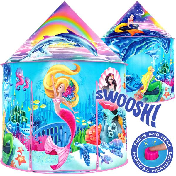 商品名:  W&amp;O Musical Mermaid Tent with Under-The-Sea Button - Captivating Pop Up Tent for Girls - Perfect for Indoor &a...