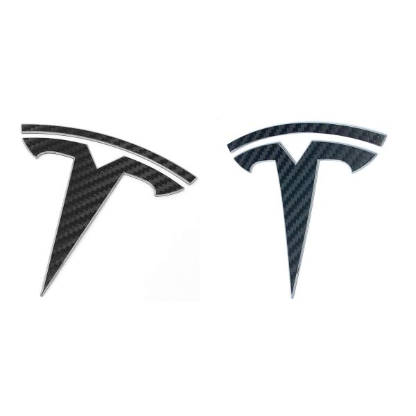 商品名: Tesla Model 3用カスタムカットグラフィックロゴデカールラップ、2ピースセット(カーボンファイバーブラック) Custom Cut Graphics Logo Decal Wrap for Tesla Model 3, ...
