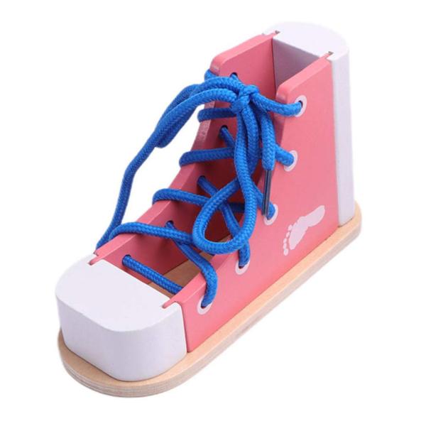 商品名:  NUOBESTY Learn to Tie Shoes Wooden Lacing Shoe Toy Shoelaces Tying Toy Teaching Kit for Kids, Pinkブランド: NUOBESTY商品...