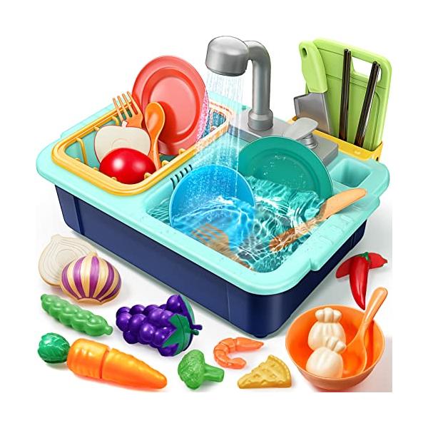 商品名:  Play Sink with Running Water, Geyiie Kitchen Sink Toys for Kids Toddlers Pets with Automatic Water Cycle System, C...