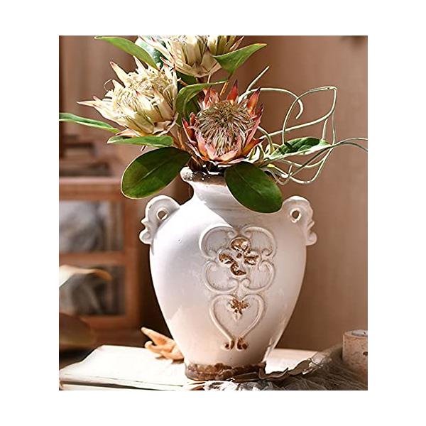 商品名:  TTdayup Rustic Ceramic Pitcher Jug Vase White Vintage Flower Vase Milk Can French Country Style Porcelain Farmhous...