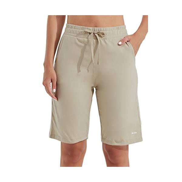 商品名:  Willit Women's Shorts 10" Bermuda Cotton Long Shorts Yoga Exercise Knee Length Shorts Workout Athletic with Pocket...