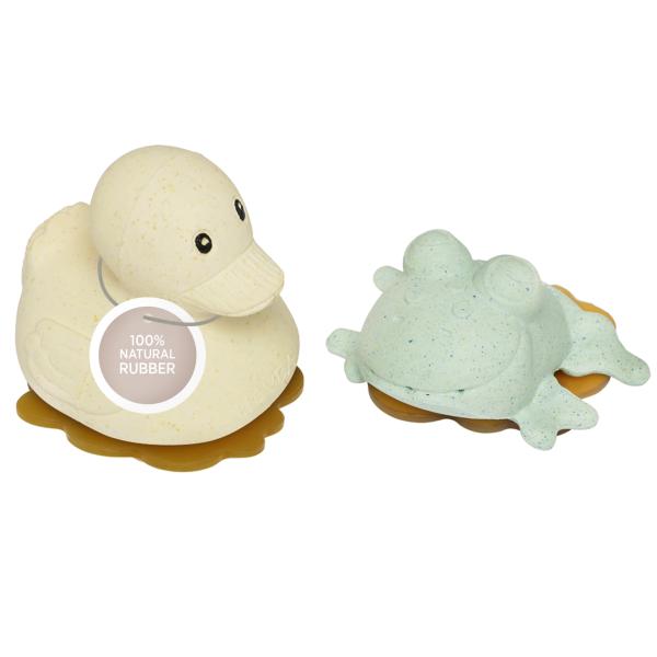 商品名:  HEVEA Squeeze'n'Splash Rubber Duck &amp; Frog Bath Toys Gift Set - Bath Toy for Babies and Toddlers - 100% Natural...