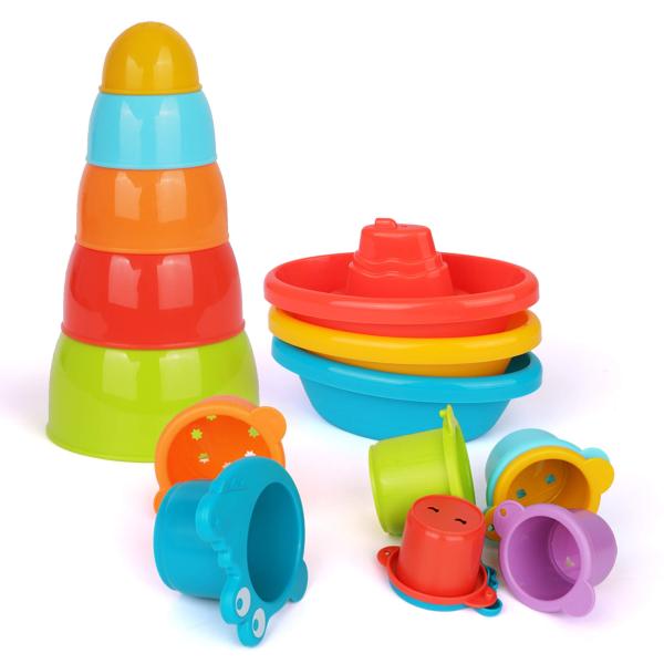 商品名:  Playkidz Bath Toys Bundle Set - Little Boat Train, Stacking Bowls and Croc Cups for Toddlers- Pack of 16 Stackable...