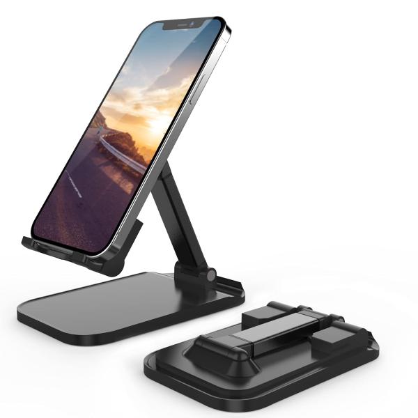 商品名: Senose スマホスタンド 軽量便利 折り畳み式 ブラック Senose Cell Phone Stand for Desk, Adjustable Foldable Phone Holder for Office, Deskt...