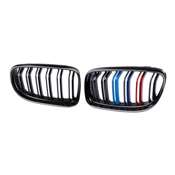 商品名: DOCAS フロントキドニーグリル Mカラー ダブルライン デュアルスラット BMW 2009 2010 2011 E90 E91 323i 325i 328i 330i 335i LCI セダンに対応 DOCAS Front K...