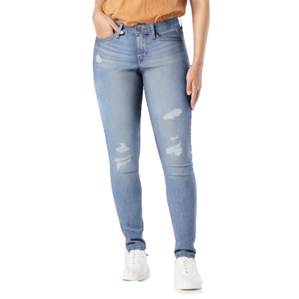 商品名: Signature by Levi Strauss &amp; Co. ゴールドラベル レディース モダン スキニージーンズ (スタンダードとプラス), シルバー 裏地, 22 Long Signature by Levi Str...