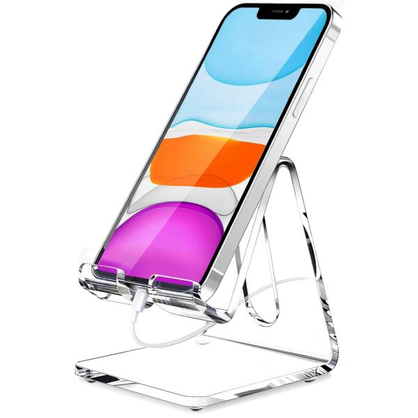 商品名:  Crpich Acrylic Cell Phone Stand, Portable Clear Phone Stand for Desk, Compatible with Phone15 14 13 Pro Max Mini 1...