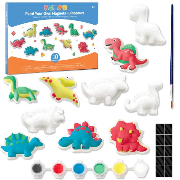 商品名: Funto 恐竜ペイントキット 子供用 自分だけのフィギュアをマグネットでペイント アート&amp;クラフトセット 27ピース ペイント用セラミック STEAMプロジェクト クリエイティブアクティビティ DIYおもちゃ 男の子&a...