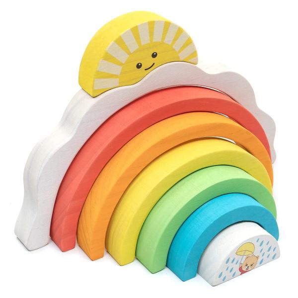 商品名:  Bimi Boo Natural Wooden Rainbow Blocks for Toddlers 2 Year Old and Up - Stacker Toy for Kids - Color and Sorting L...