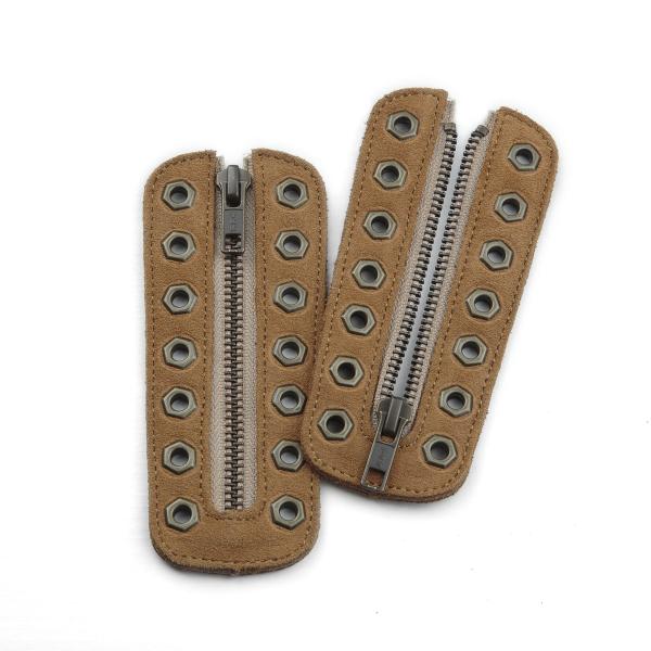 商品名:  Soletec Leather Lace-in Boot Zipper Inserts for All Brands, Tieless Shoe Laces, 7 Iron Gray Eyelets, 1 Pair, Golde...