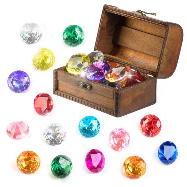 商品名:  PUBGAMER Diving Gem Pool Toy 15 Big Colorful Diamond Set with Big Treasure Chest Pirate Box Underwater Gem Diving ...