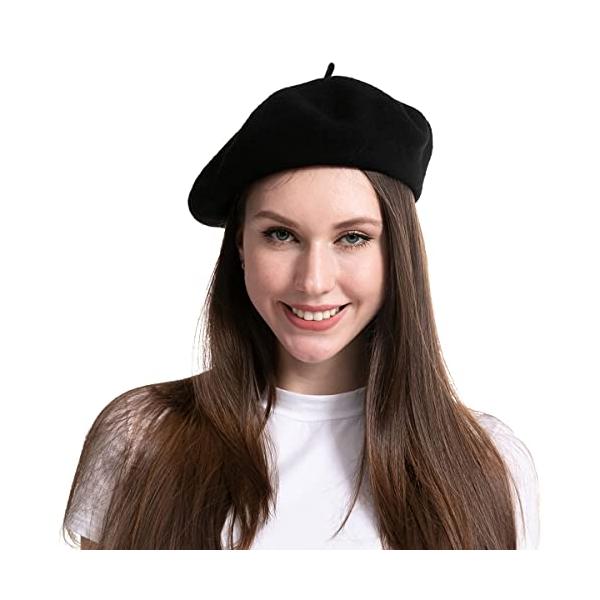 商品名: [Seuenelf] Spooktacular Creations Wool Beret Hat for Women, Black French Beret Hat, Women Beret Hat, Warm French Ha...