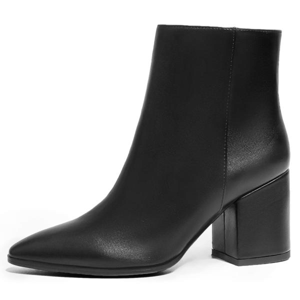 商品名:  IDIFU Women Dress Ankle Boot with Low Chunky Heel Pointed Toe Side Zipper Bootie Shoe for Women Office Business Da...