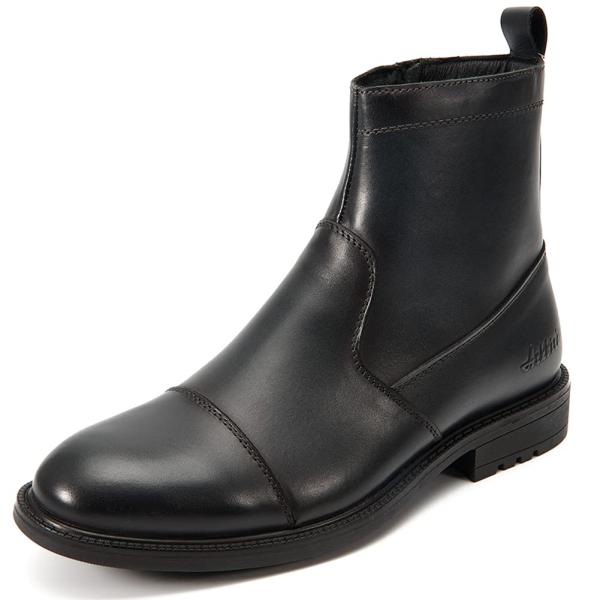 商品名:  Men's Black Leather Side Zipper Slip On High Top Chelsea Dress Boots Fashion Original Design Cap Toe Ankle Boot fo...