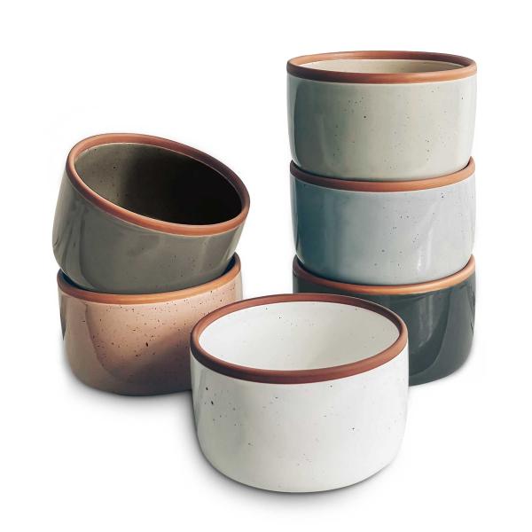 商品名: Mora Ceramic Ramekins - 8オンス 6個セット - 小さなオーブンで安全なベーキングディッシュ/カップ - パーソナルプリン クリームブリュレ スフレ サービングディップ カスタード アイスクリーム - シン...