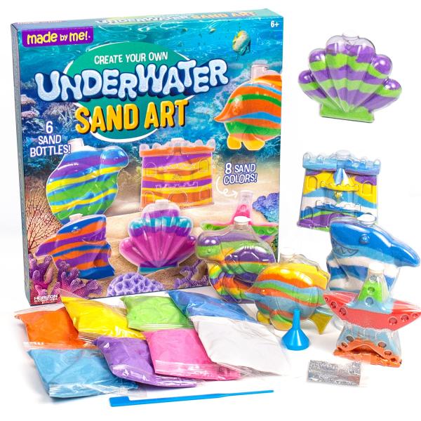 商品名: Made By Me Create Your Own Underwater Sand Art 海をテーマにしたボトル6本 砂色 グリッター&amp;漏斗 素敵なステイケーションやグループアクティビティ パーティーアイデア DIYサ...