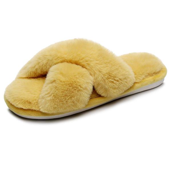 商品名: [Crazy Lady] レディース ファジー ふわふわ ファー スリッパ サンダル オープントゥ 気持ちいい 自宅用 メモリーフォーム サンダル スライド ソフト フラット 快適 滑らない スパ 屋内 屋外 スリッポン 22.9...