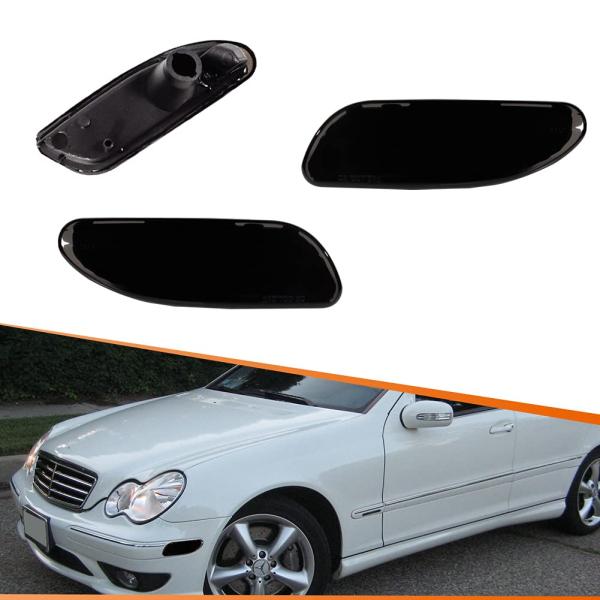 商品名: Adiil スモークレンズ フロントバンパーサイドマーカーライトキット 2001-2007 メルセデスベンツ W203 Cクラス対応 OEMフロントサイドマーカーランプハウジング交換用 ADIIL Smoked Lens Fron...