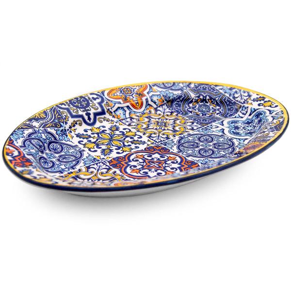商品名:  Alcoa Arte Portuguese Pottery Alcobaca Ceramic Decorative Serving Oval Platter (Yellow), 084, 10''x6.5''x1.5''ブランド...
