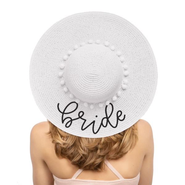 商品名:  xo, Fetti Bachelorette Party Decorations White Bride Pom Pom Sun Hat | Chic Bridal Shower Gift, Bridesmaid Favors,...