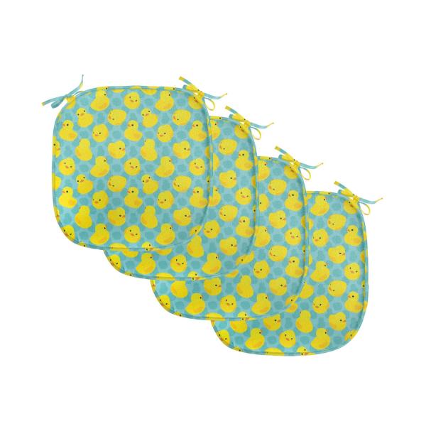 商品名:  Lunarable Duckies Chair Seating Cushion Set of 4, Bathroom Themed Rubber Ducks on Abstract Spotted Surface, Anti-S...