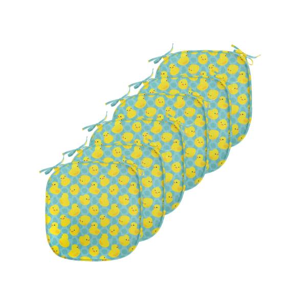 商品名:  Lunarable Duckies Chair Seating Cushion Set of 6, Bathroom Themed Rubber Ducks on Abstract Spotted Surface, Anti-S...