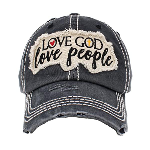 商品名: Love God Love People レディース ビンテージ ベースボールキャップ, ブラック, One Size KBETHOS Hats Love God Love People Women's Vintage Baseb...