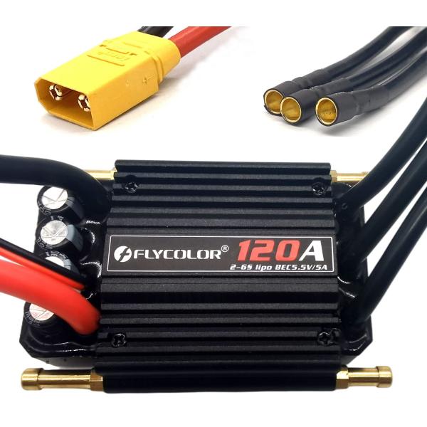 商品名: Flycolor 120A 防水 ブラシレス ESC 電子速度コントローラー 5.5V/5A BEC XT90 4.0mm バナナヘッドコネクター モデル船 RCボート用 Flycolor 120A Waterproof Brus...