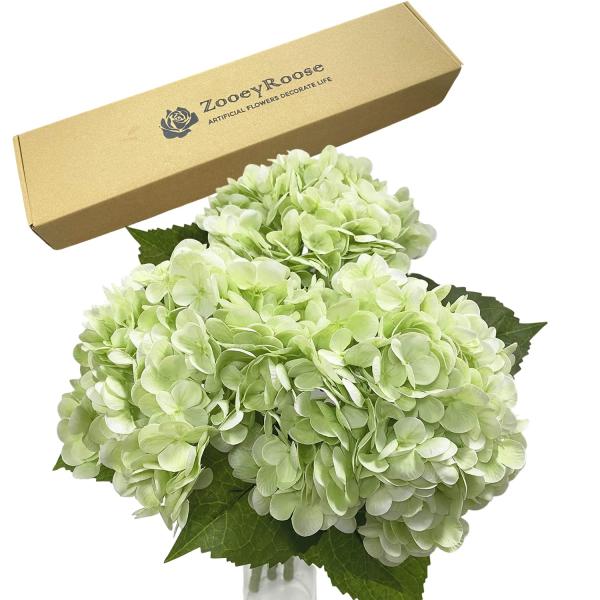商品名: ZooeyRoose 3個 21インチ ロイヤルステム ライトグリーン 人工アジサイの花 ZooeyRoose 3 pcs Light Green Artificial Hydrangea Flowers 21" Long Ste...