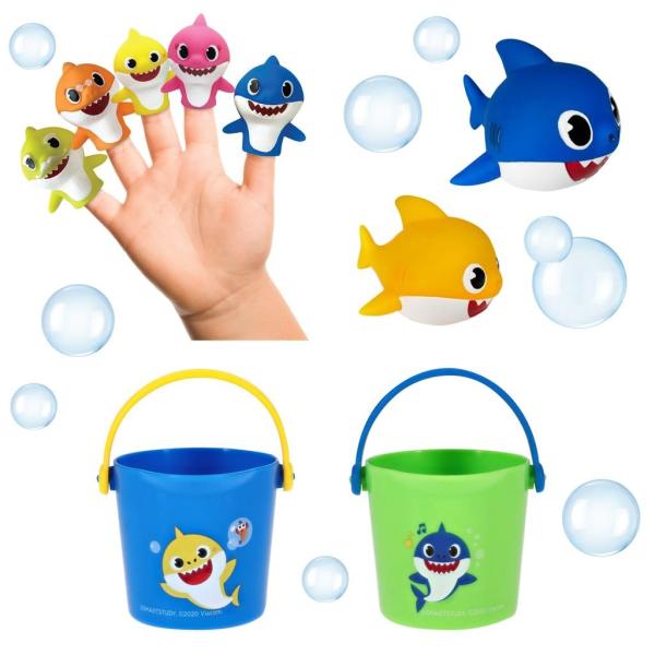商品名:  Nickelodeon Pink Fong Baby Shark Bath Toys Set for Children's Tub Time - Cups, Finger Puppets, and Bath Squirters,...
