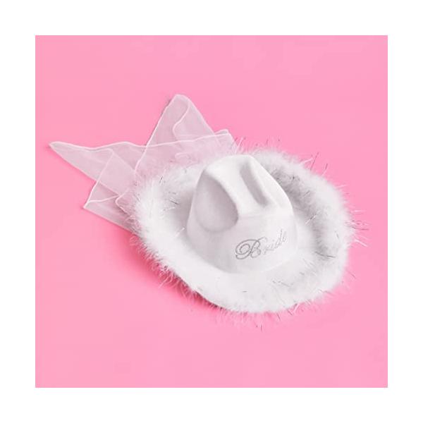 商品名:  xo, Fetti Bride Cowgirl Hat, Bachelorette Party | White Velvet Fur Veil Favors, Engagement, Last Rodeo Gift + Brid...