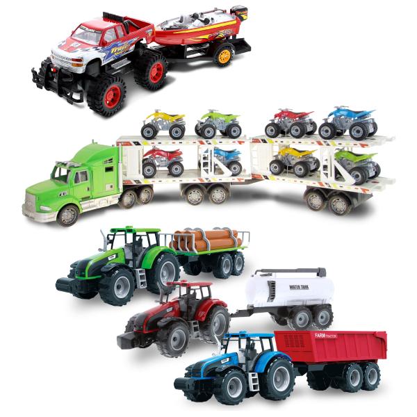 商品名:  Mozlly Friction Powered Transport Truck Toy Set ? 1 Semi Trailer Truck with 8 Trucks, 1 Monster Pick Up with Speed...