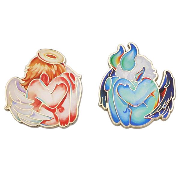 商品名:  A Pair of Little Angels and Demons Car Side Rear Front Hood Trunk Door Fender Bumper Metal Badge 3D Decal Sticker ...