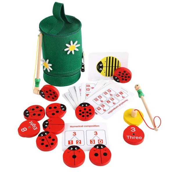 商品名:  WODI Wooden Counting Ladybugs 0-10 Alphabets &amp; Numbers Sorting Montessori Educational Toys for Toddlers Girls&...