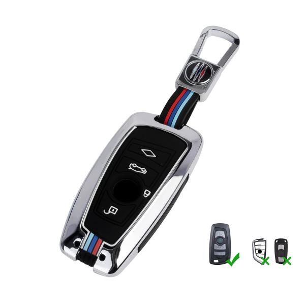 商品名: x xotic tech Mカラー ストライプ シルバー 金属 キーフォブカバー シェルケース キーチェーン付き BMW X3 X5 1 2 3 4 5 6 7 GT シリーズ Z4 M3 M5 G05 G20 G30 G80 F...