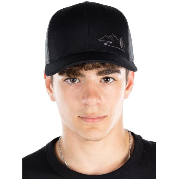 商品名: Funky Junque Snapback Hat for Men: Mountain River Tree - Black/Charcoal Funky Junque Snapback Hat for Men: Mountain...