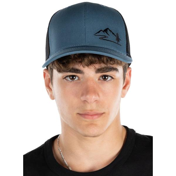 商品名: Funky Junque Snapback Hat for Men: Mountain River Tree - Blue/Black Funky Junque Snapback Hat for Men: Mountain Riv...
