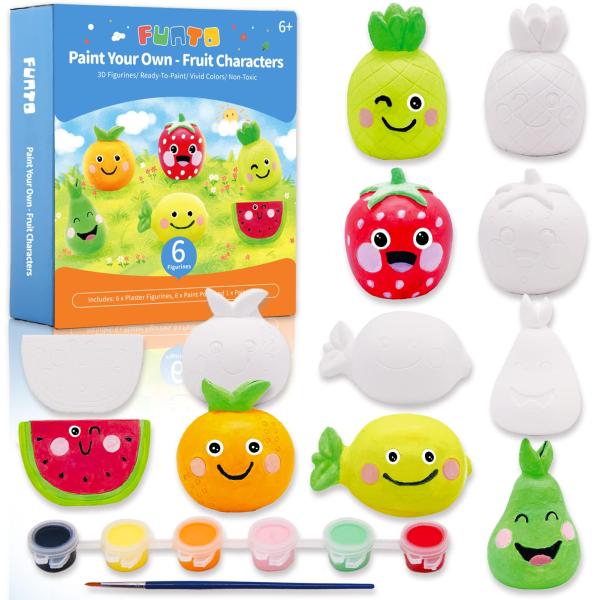 商品名: Funto Paint Your Own Fruits ペイントキット 13ピース アート&amp;クラフトセット 子供用 STEAMプロジェクト 創造的なアクティビティ DIYおもちゃ 3歳以上 男の子と女の子へのギフト フィギ...