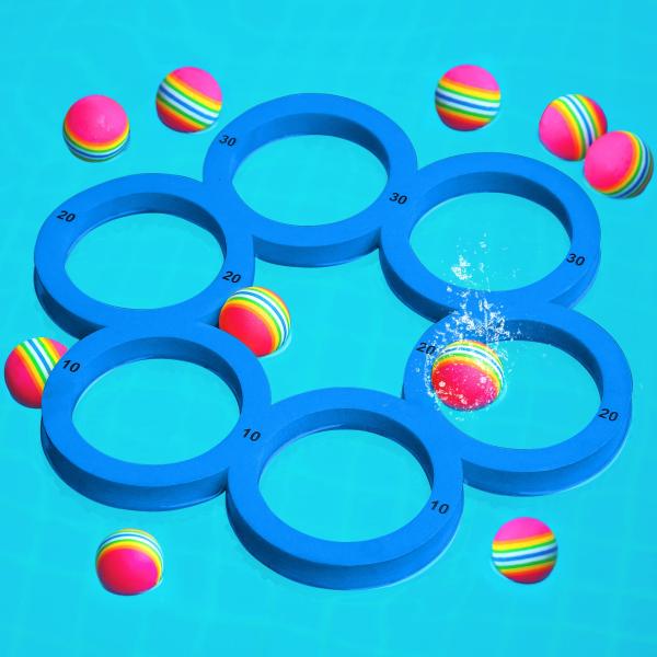 商品名:  Hiboom Pool Game with Score, Combo Foam Pool Floats with 10 Colorful Tossing Balls, Toss Game Swimming Pool Party ...