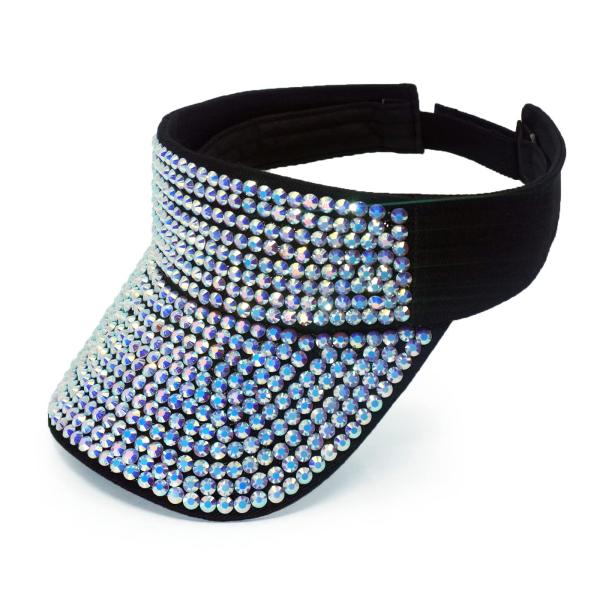 商品名: レディース キラキラバイザー ラインストーン付き 輝くサンハット 調節可能 太陽からの保護 レディキャップ, ブラック, One Size Women's Bling Visors with Rhinestone Sparkle ...